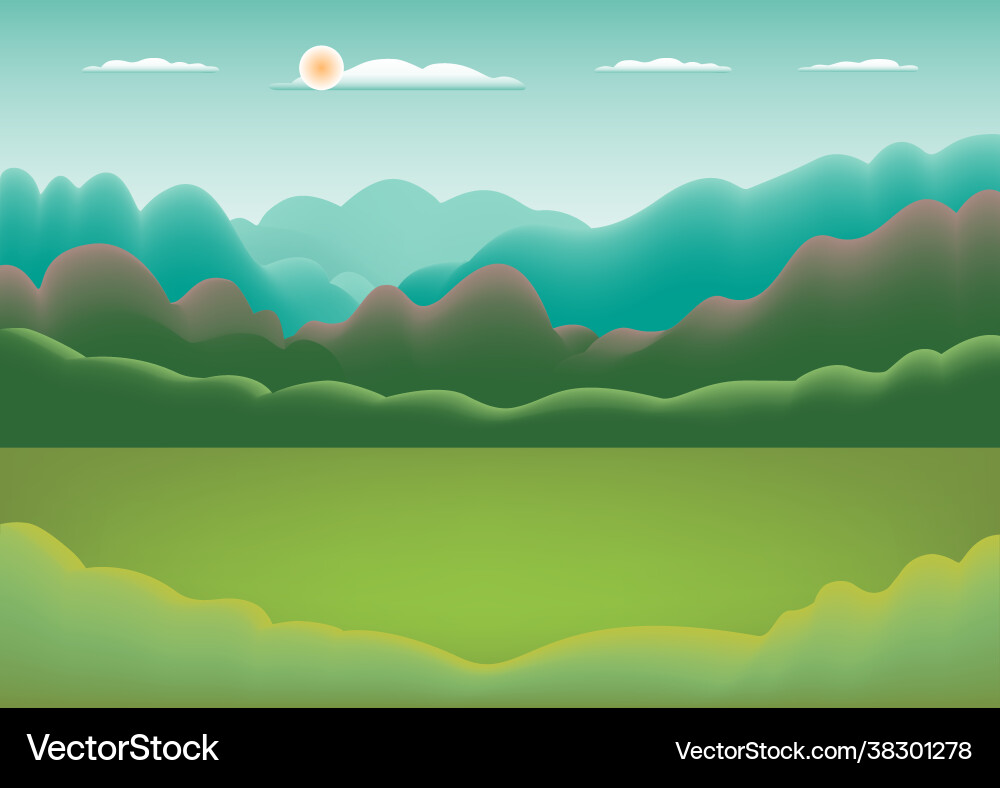 Hills mountains landscape in flat style design Vector Image
