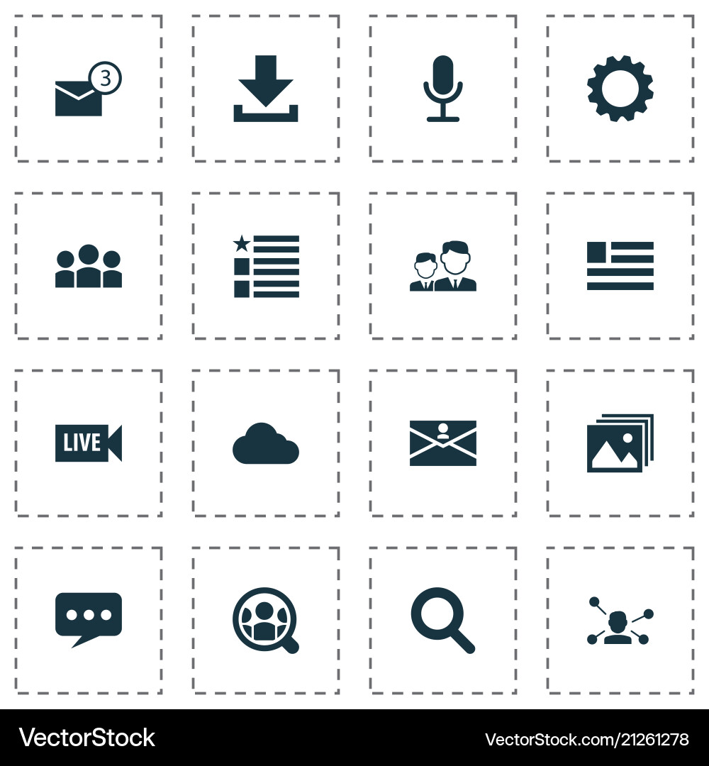 Internet icons set with group download live Vector Image