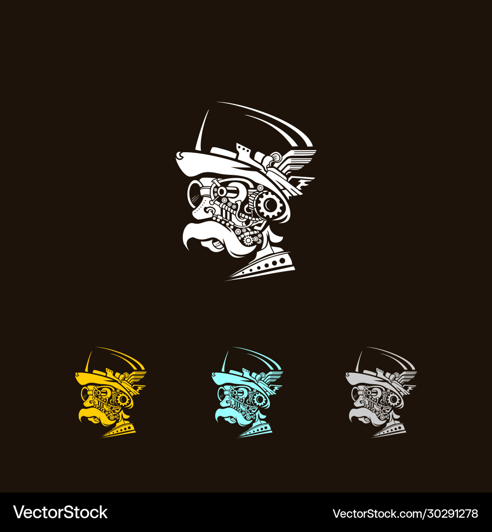 Old man steam punk logo Royalty Free Vector Image