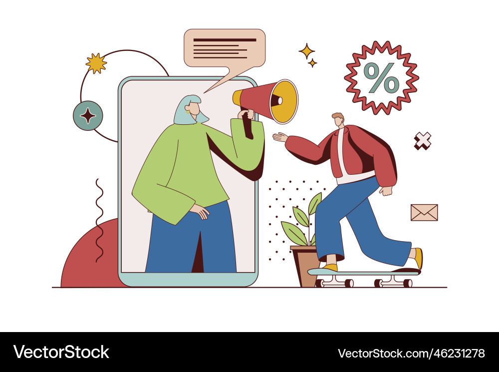 Outbound marketing concept with character Vector Image