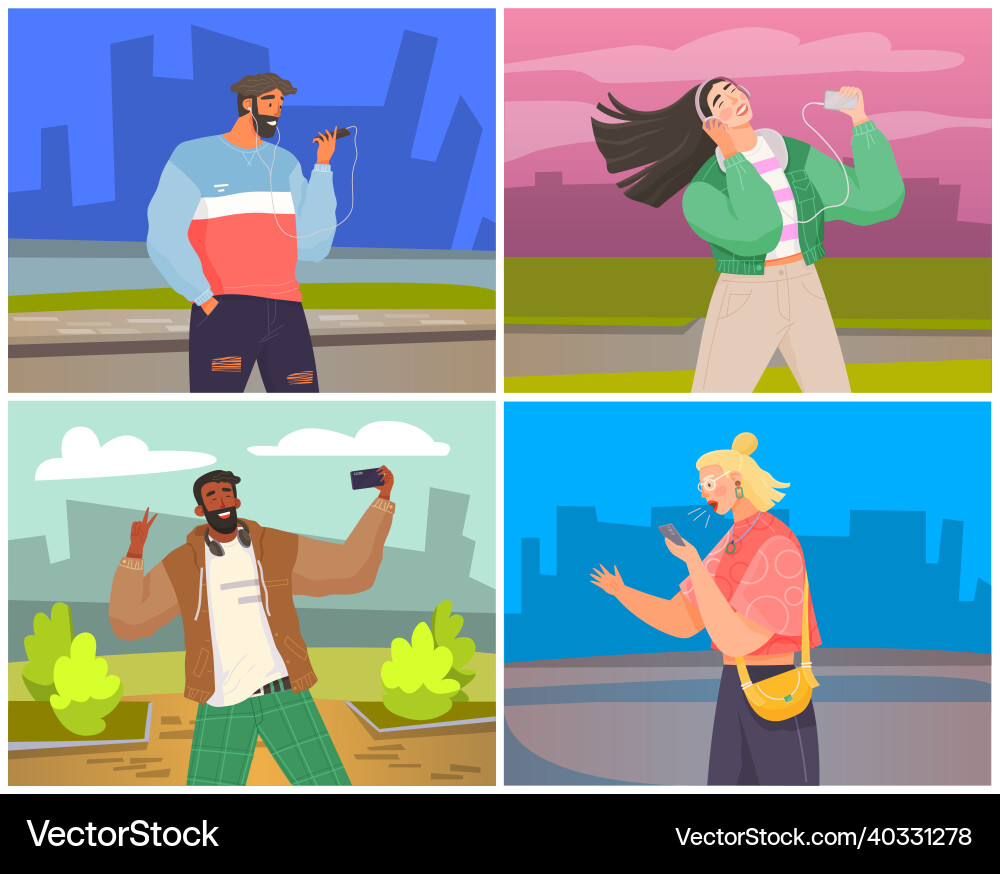 People using smartphones gadget mobile phone Vector Image