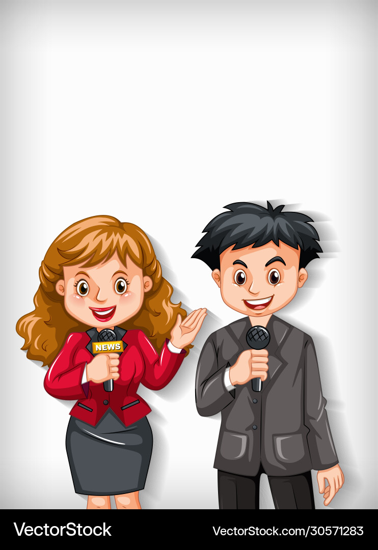 Background template design with two reporters Vector Image