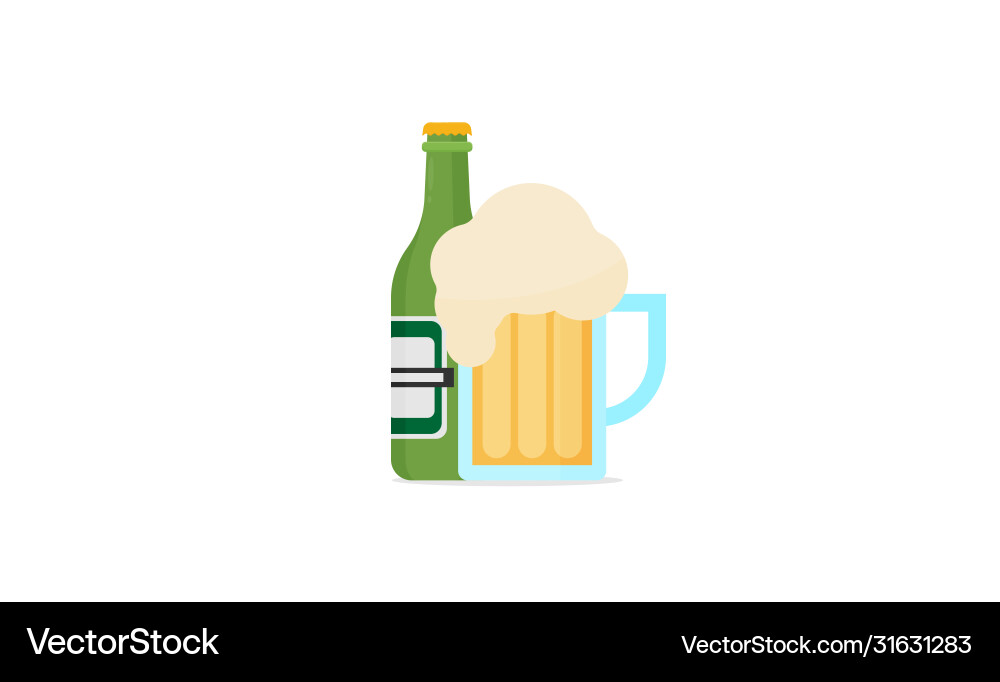 Beer flat icon isolated on color background Vector Image