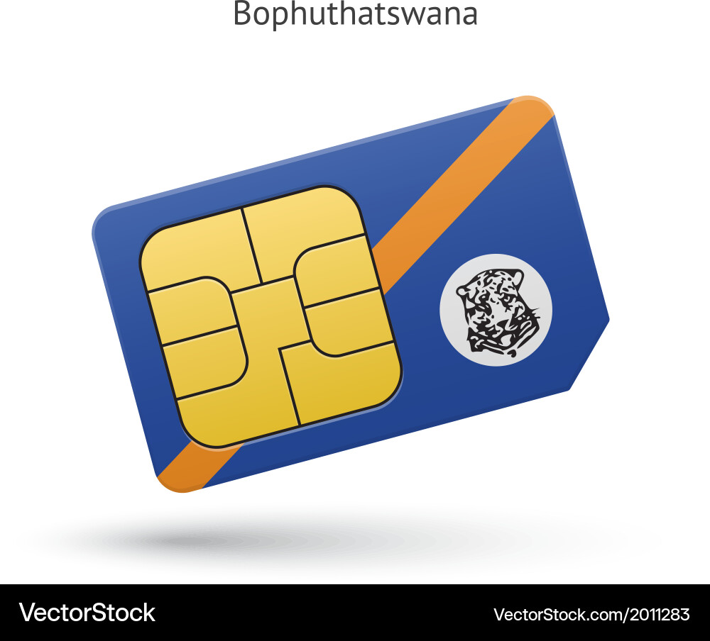 Bophuthatswana mobile phone sim card with flag Vector Image