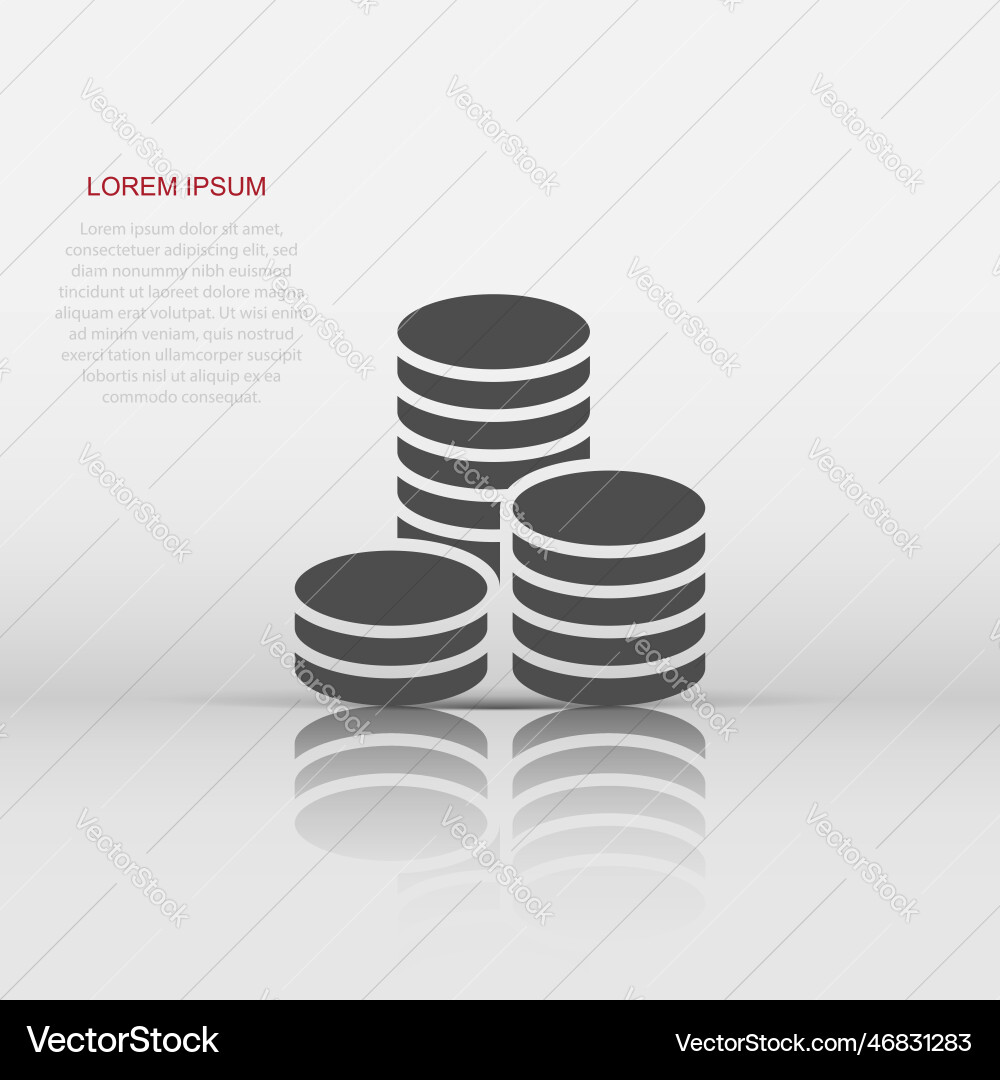Coins stack icon in flat style money coin sign Vector Image