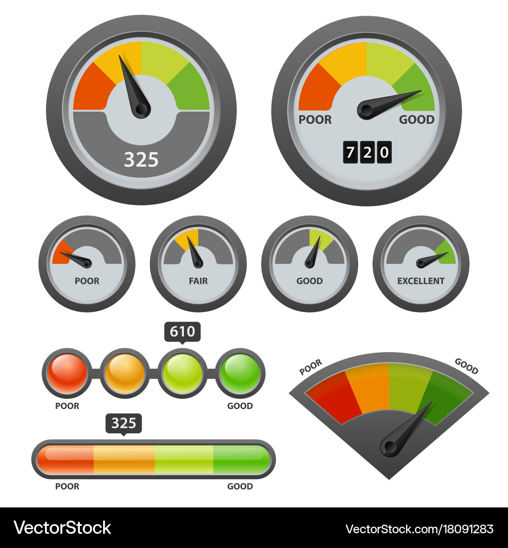 Credit score gauge icon set Royalty Free Vector Image