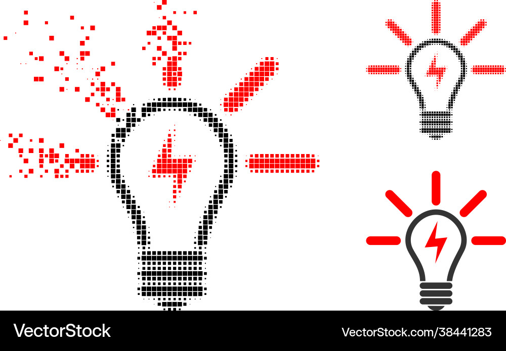Disappearing pixelated electric light bulb glyph Vector Image