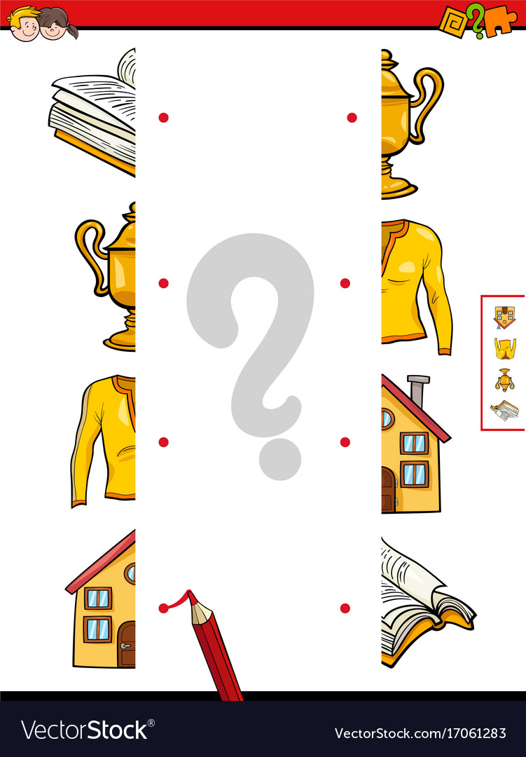 Match halves objects Royalty Free Vector Image