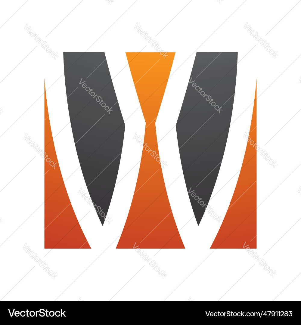 Orange and black square shaped letter w icon Vector Image
