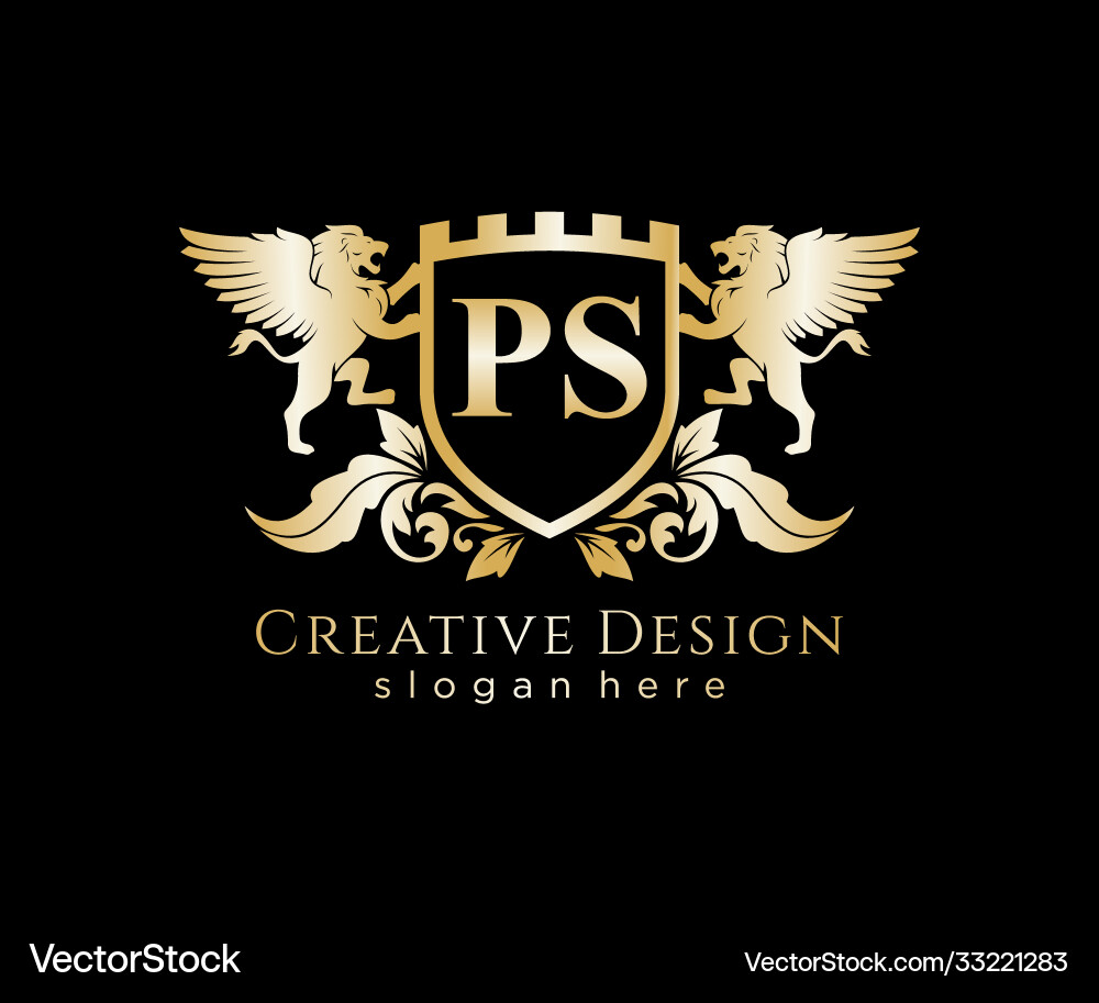 P letter initial with lion royal logo template Vector Image