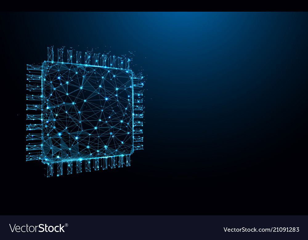 Processor chip form lines triangles and particle Vector Image
