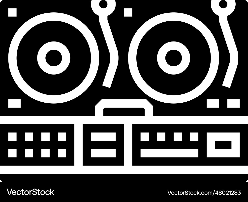 Retro dj turntable music glyph icon Royalty Free Vector