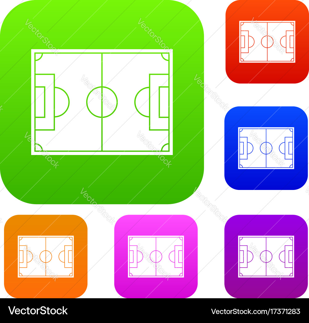 Soccer field set color collection Royalty Free Vector Image