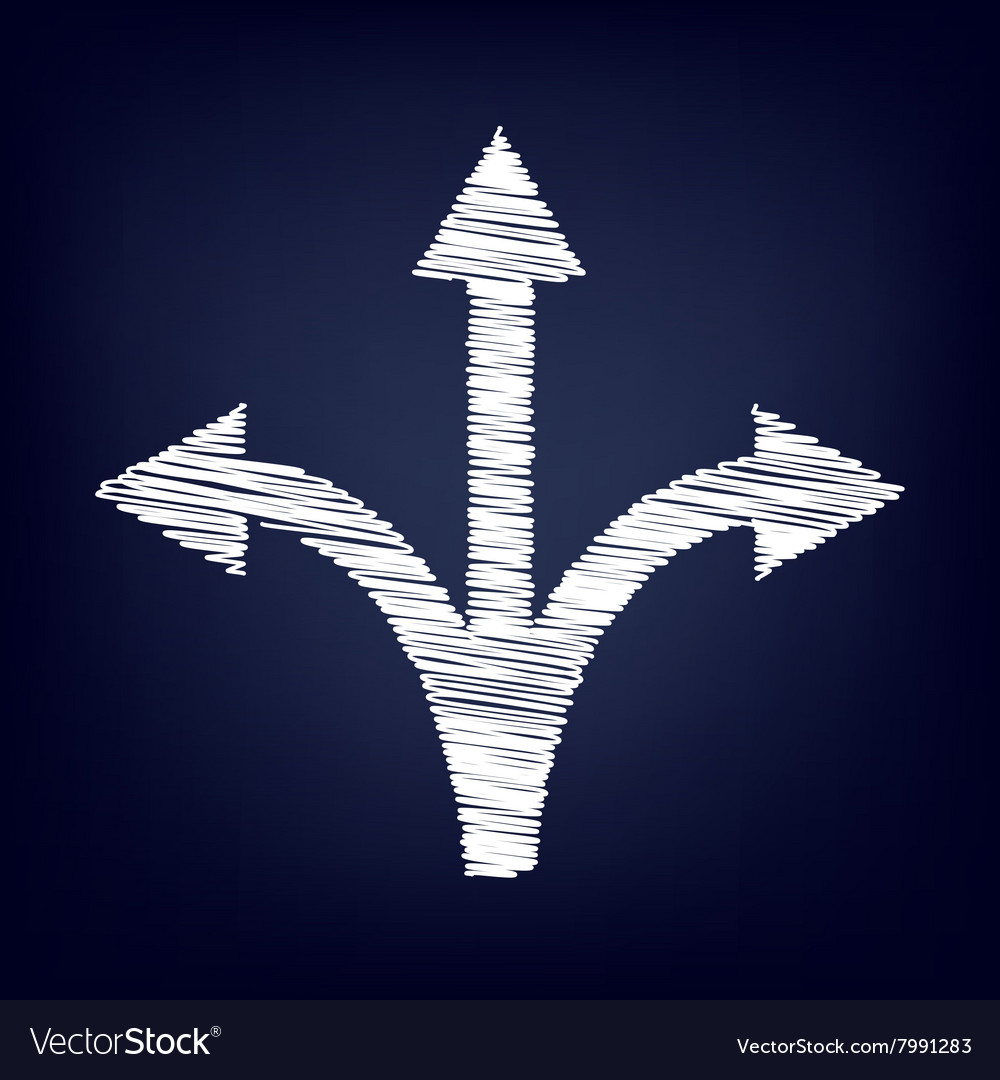 Three-way direction arrow sign Royalty Free Vector Image