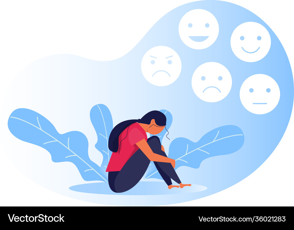 Woman suffers depression complex psychological Vector Image