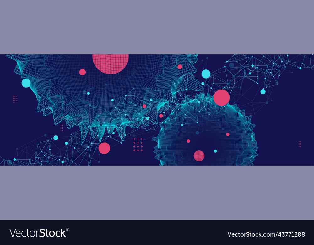 Abstract sphere background with plexus effect 3d Vector Image