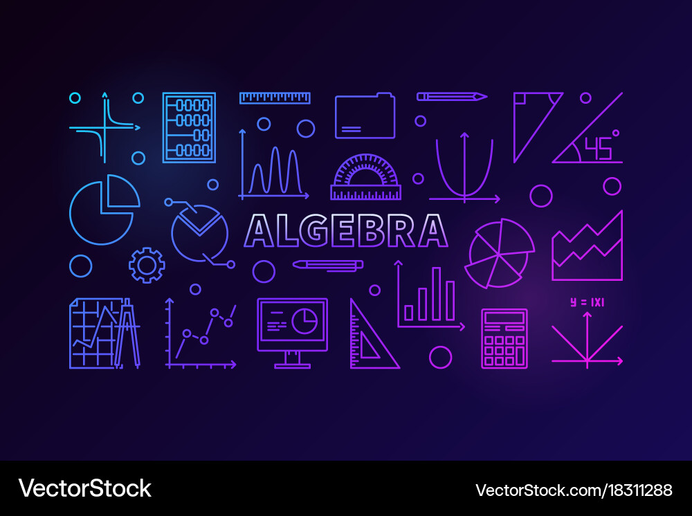 Algebra colorful in outline Royalty Free Vector Image