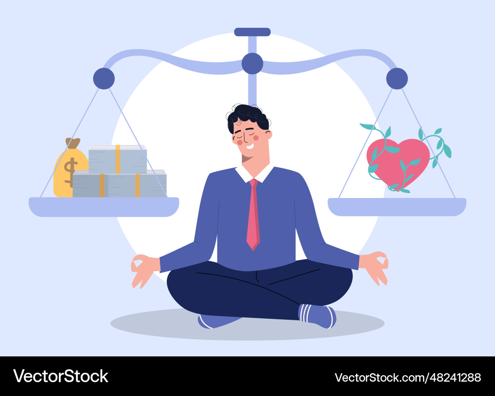 Businessman with scales concept Royalty Free Vector Image