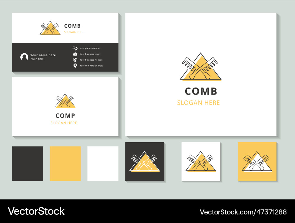 Comb logo design with editable slogan branding Vector Image