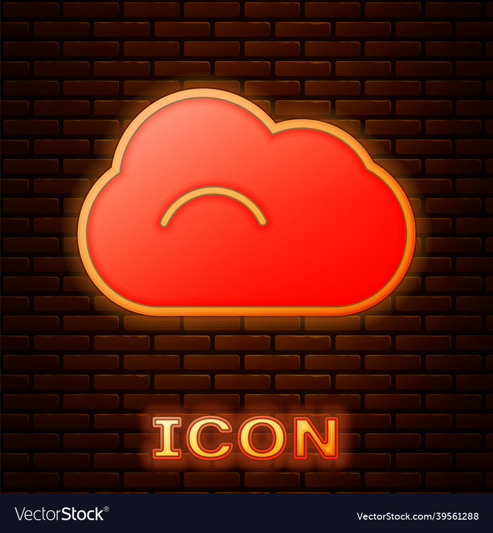 Glowing neon cloud icon isolated on brick wall Vector Image