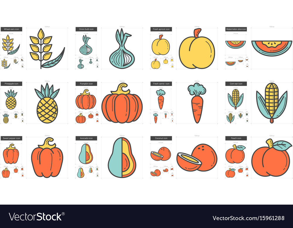 Healthy food line icon set Royalty Free Vector Image