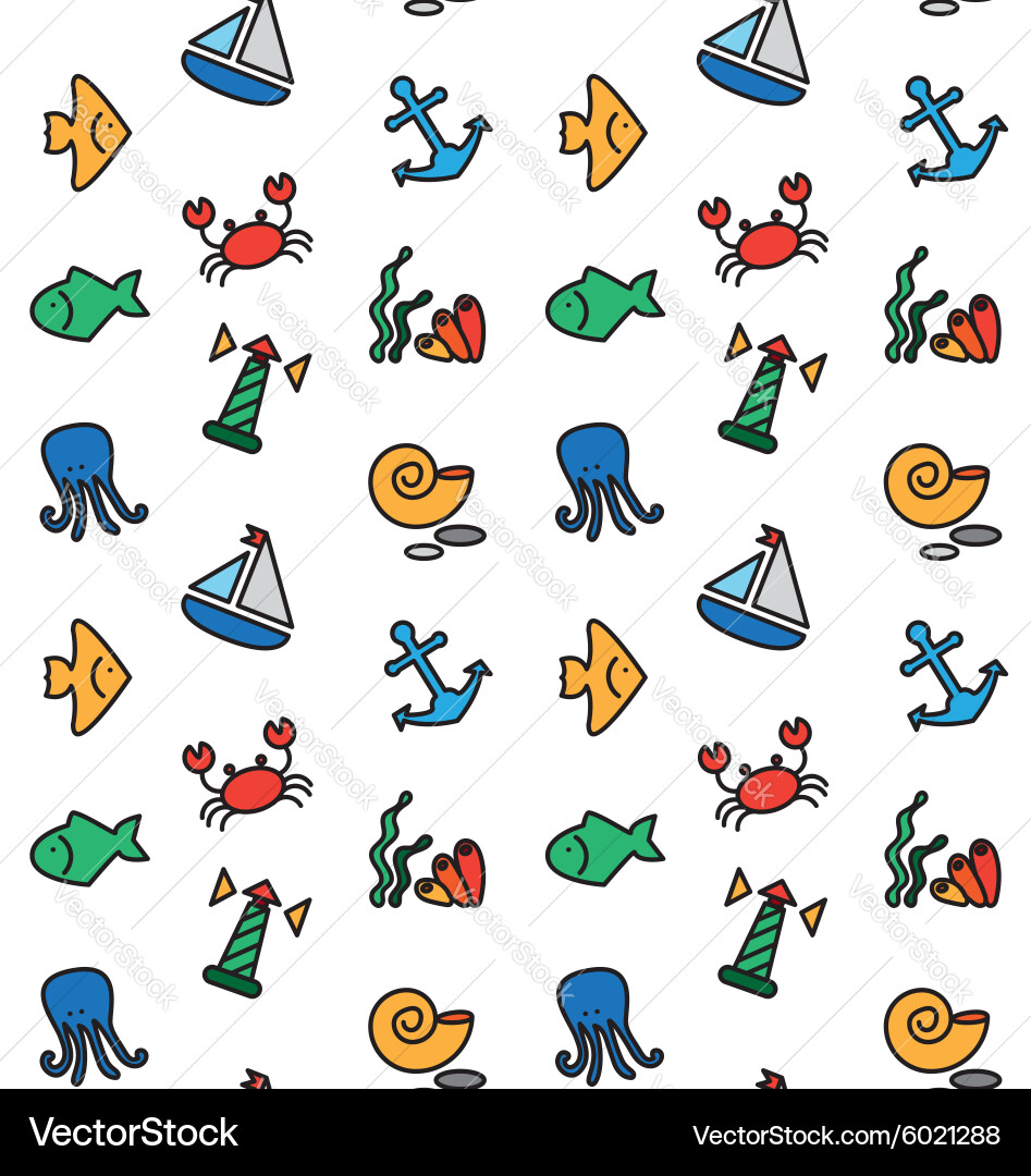 Isolated marine and fishing seamless pattern Vector Image