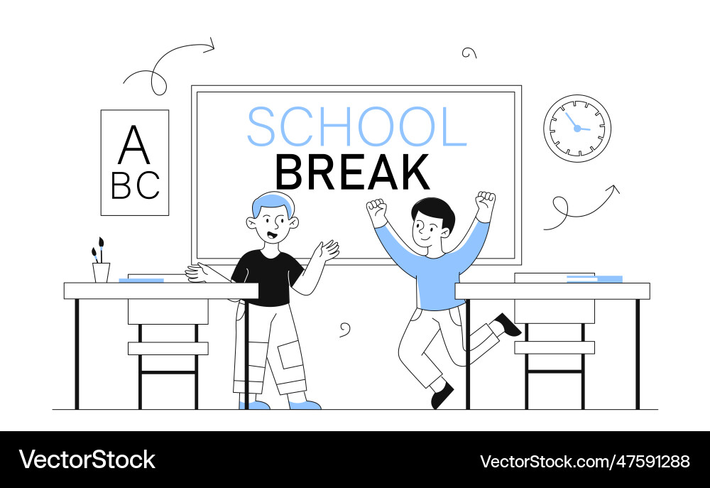 Kids at school break line concept Royalty Free Vector Image