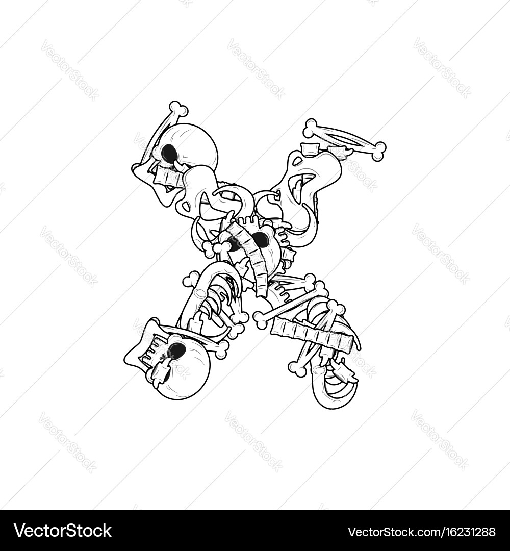 Letter x skeleton bones font anatomy Royalty Free Vector