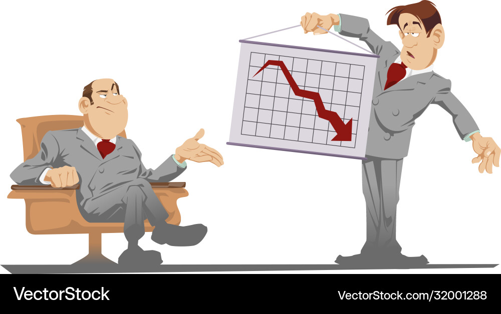 Manager shows boss graph losses funny people Vector Image