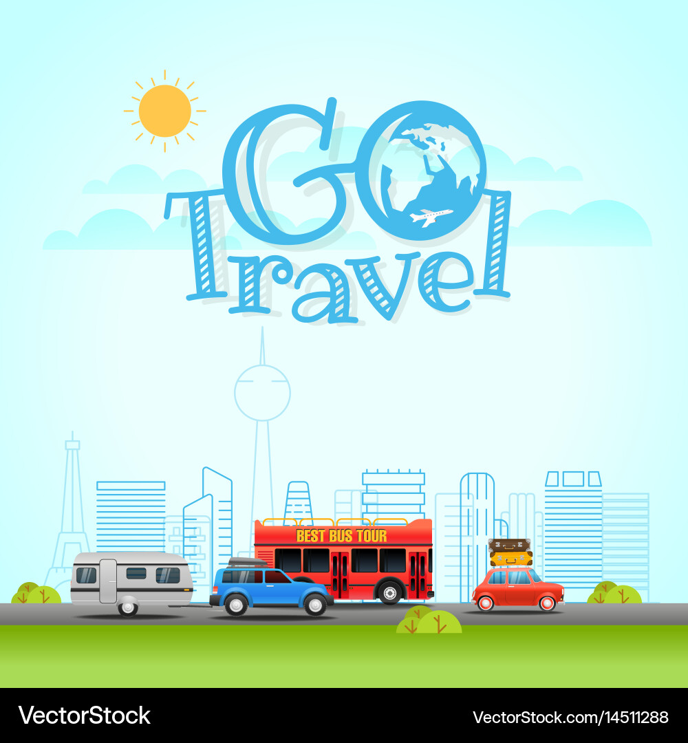 Modern cityscape with different vehicle go Vector Image
