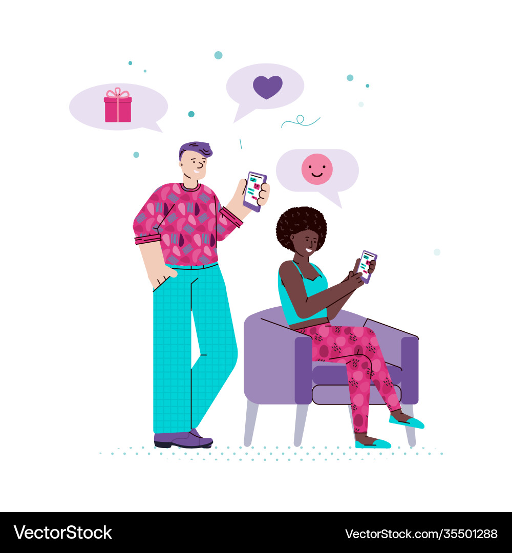 People communicating and sending messages cartoon Vector Image