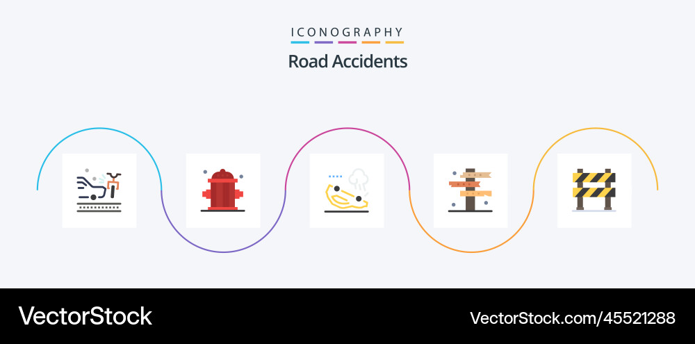 Road accidents flat 5 icon pack including barrier Vector Image