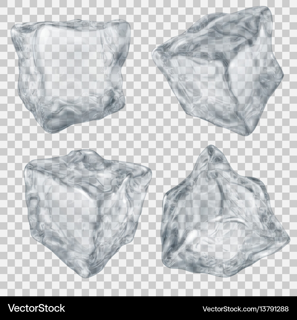 Set of transparent gray ice cube Royalty Free Vector Image