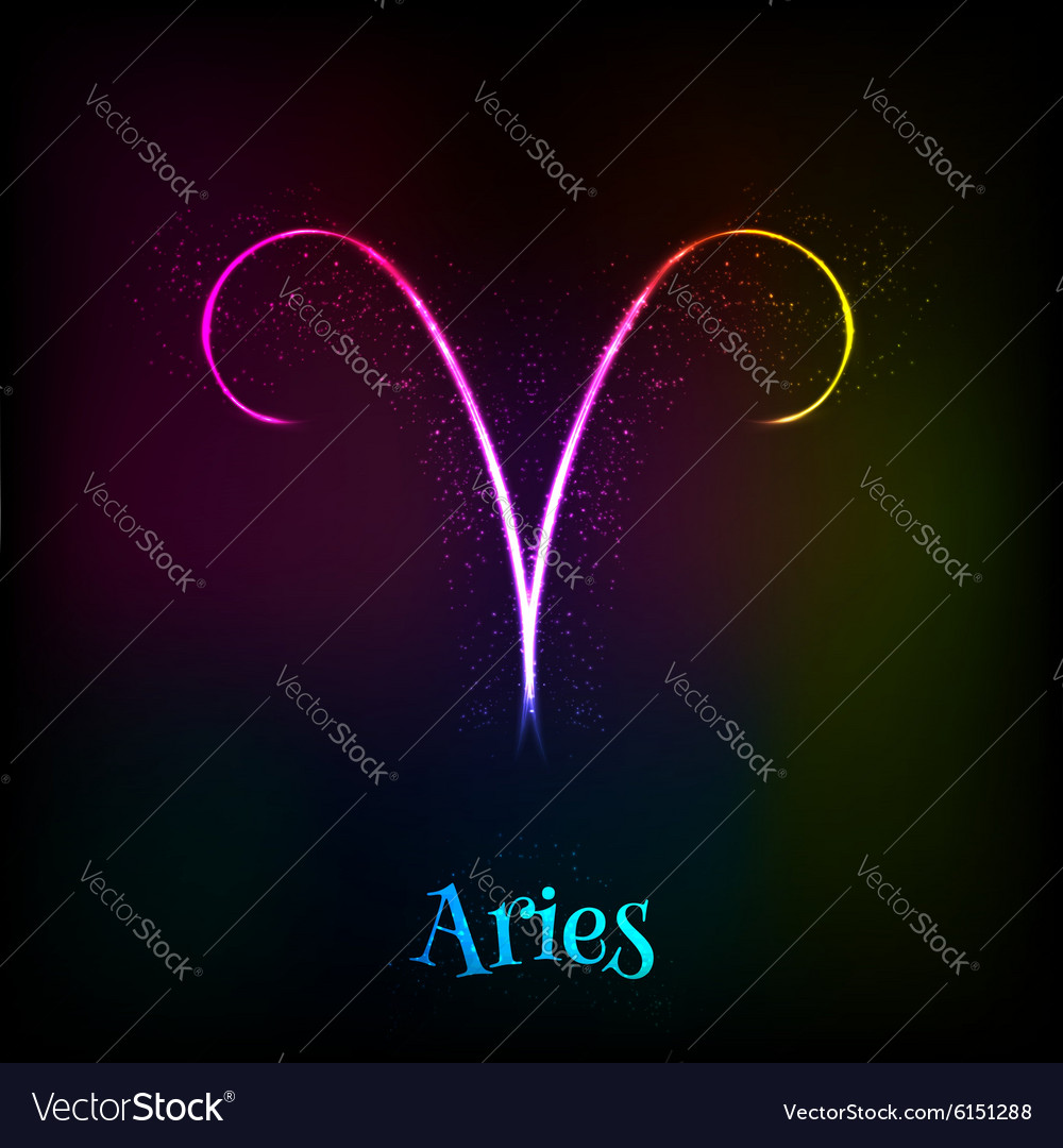 Shining neon zodiac aries symbol Royalty Free Vector Image