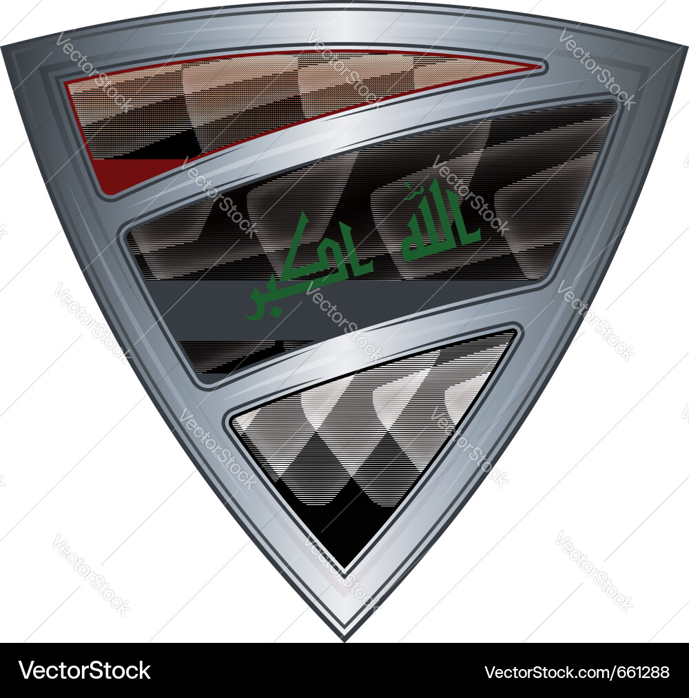 Steel shield with flag iraq Royalty Free Vector Image