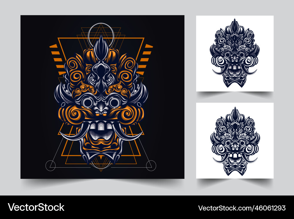 Barong or rangda head mythology bali Royalty Free Vector