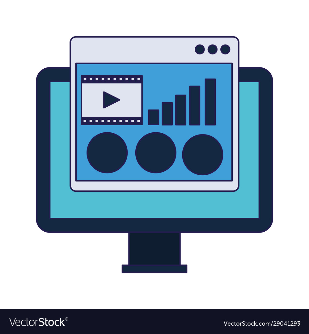 Computer with web page window Royalty Free Vector Image