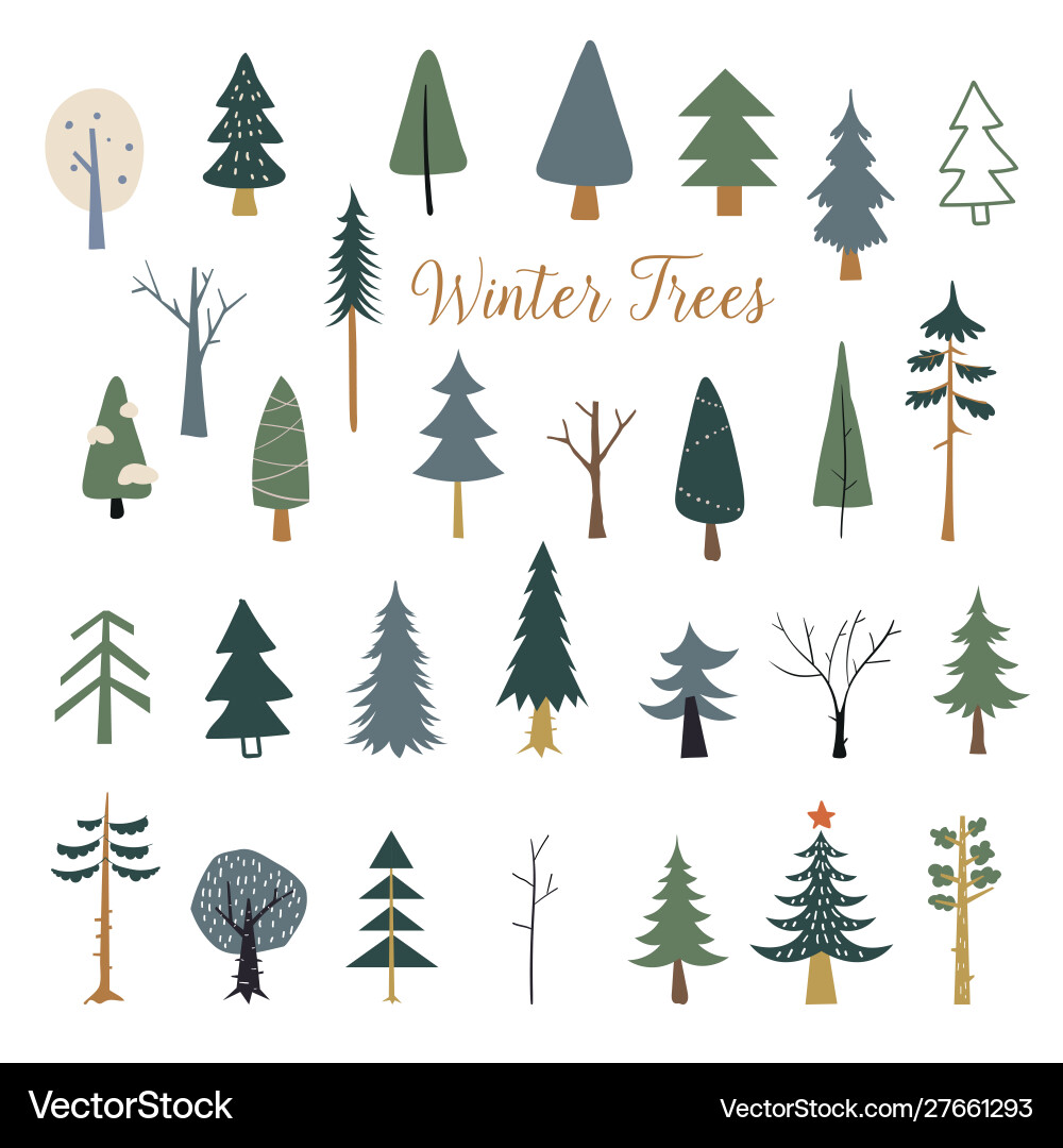 Decorated xmas trees new years tree striped Vector Image