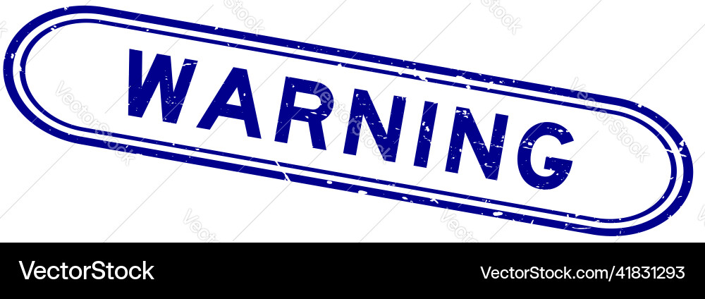 Grunge blue warning word rubber seal stamp Vector Image