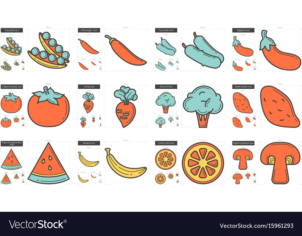 Healthy food line icon set Royalty Free Vector Image