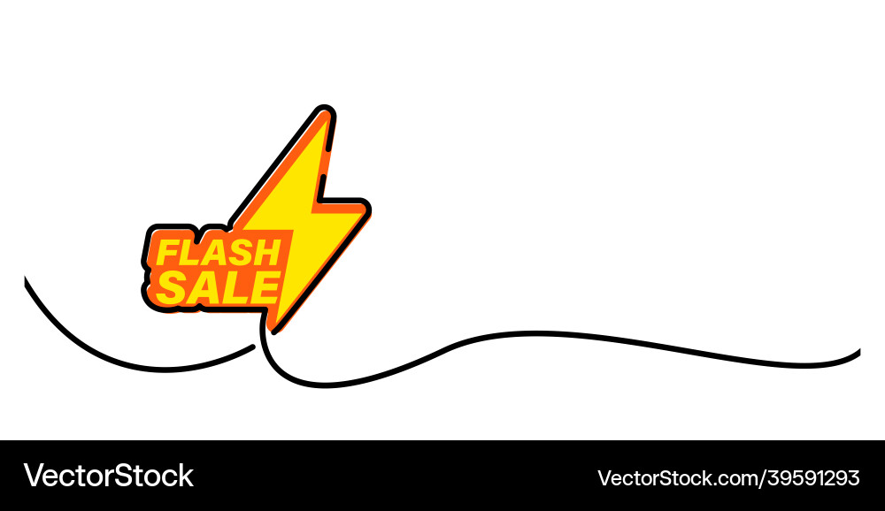 Single continuous line drawing of flash sale Vector Image