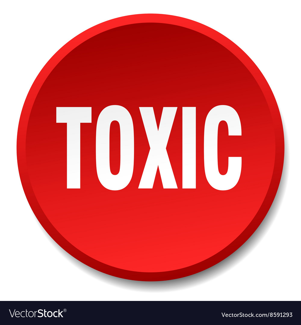 Toxic red round flat isolated push button Vector Image