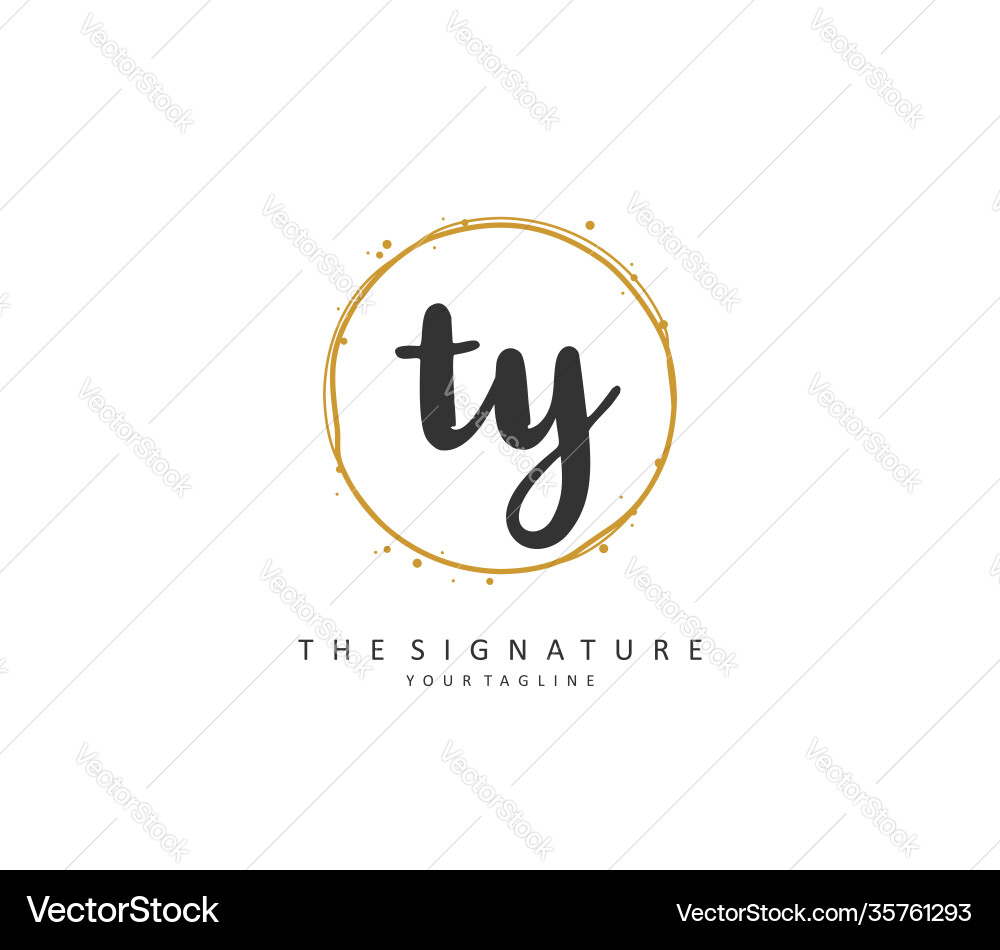 Ty initial letter handwriting and signature logo Vector Image