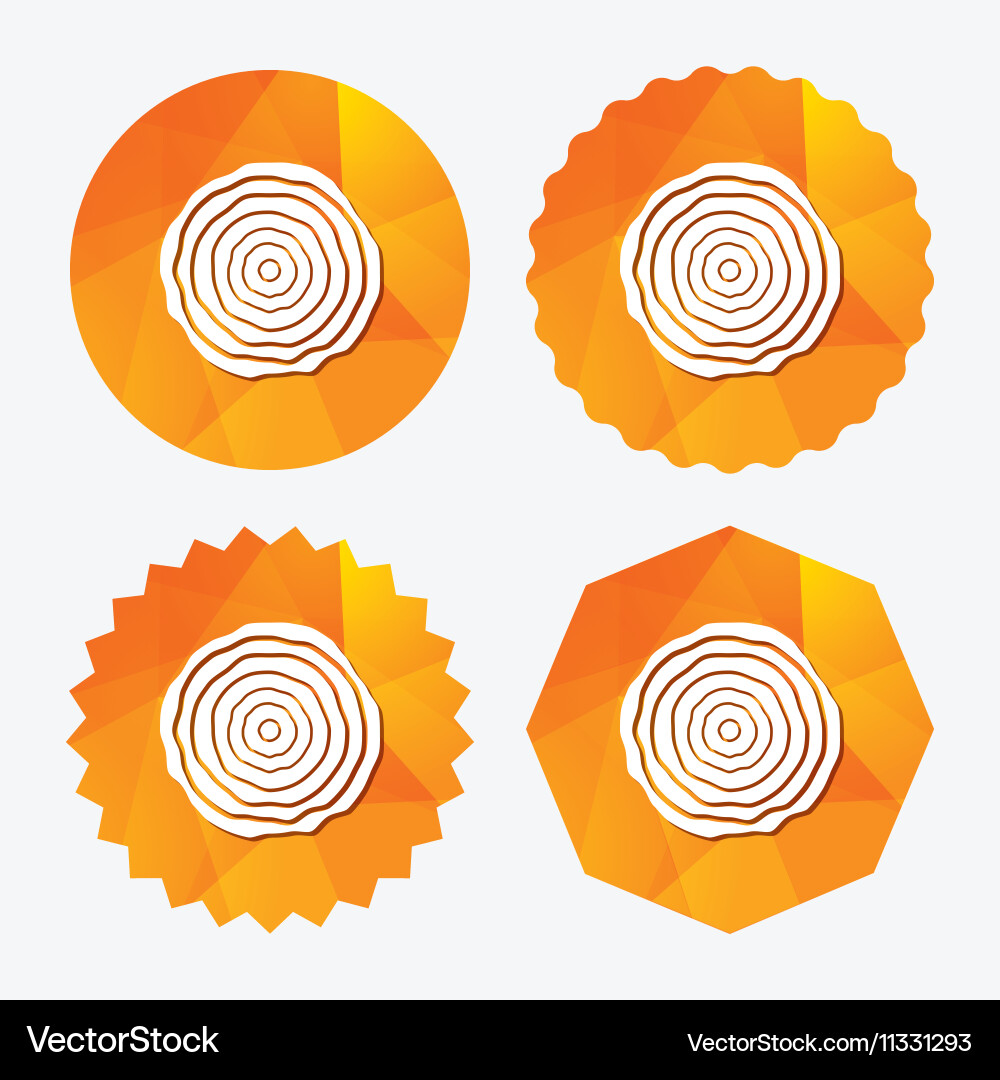 Wood sign icon tree growth rings Royalty Free Vector Image