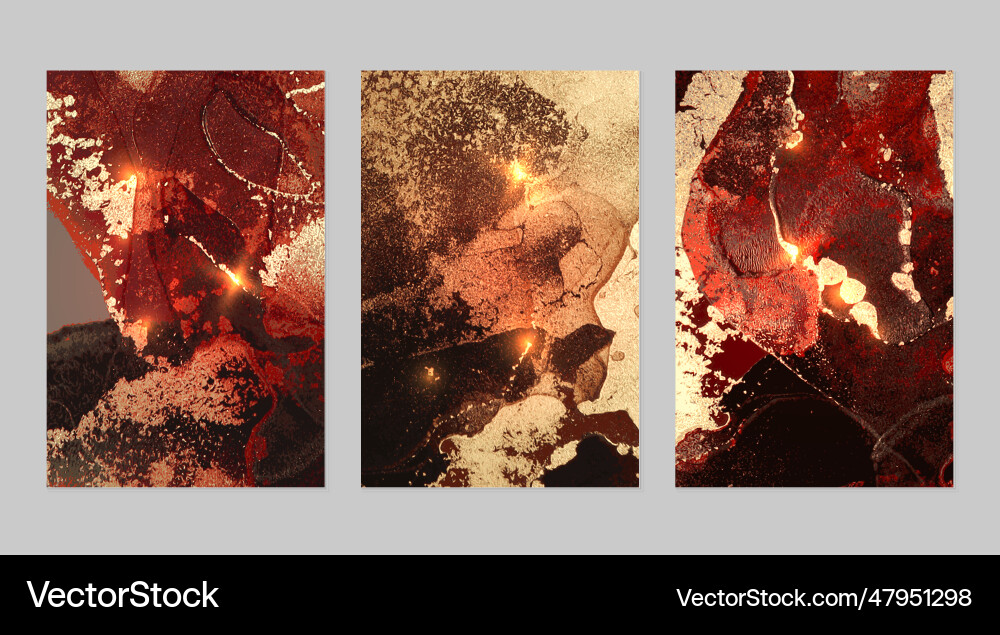 Black red and gold pattern with texture of geode Vector Image