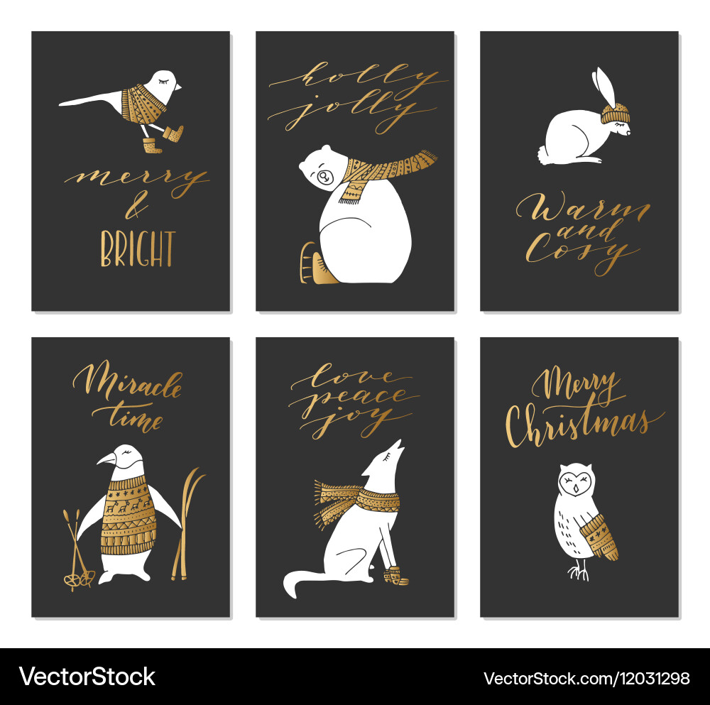 Christmas animals cards Royalty Free Vector Image