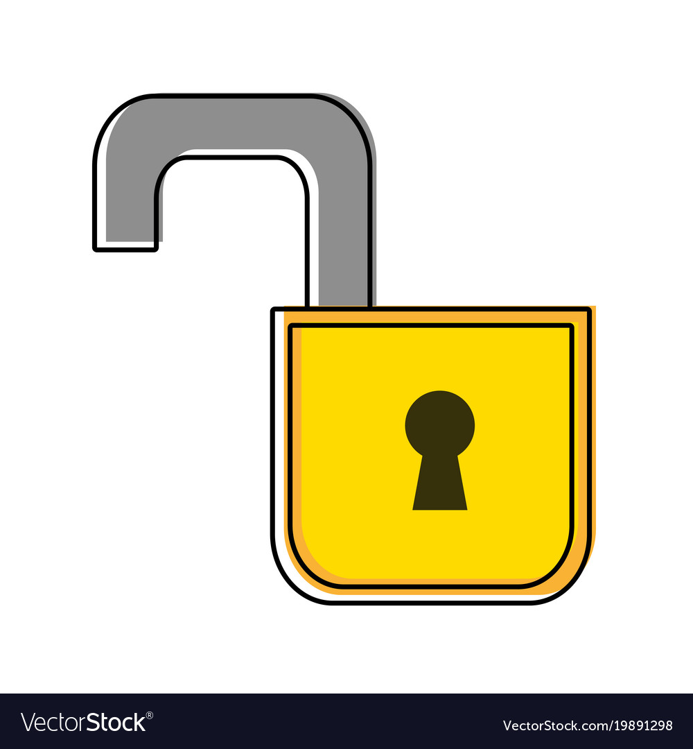 Color Security Open Padlock Object Protection Vector Image