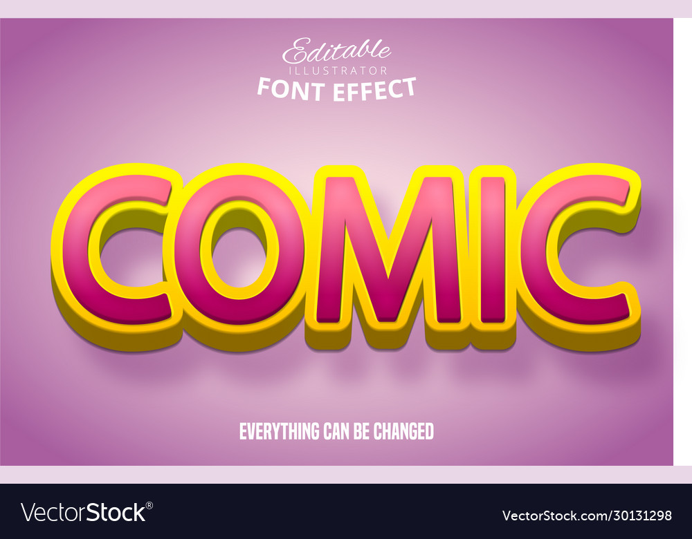 Comic Text 3d Editable Font Effect Royalty Free Vector Image