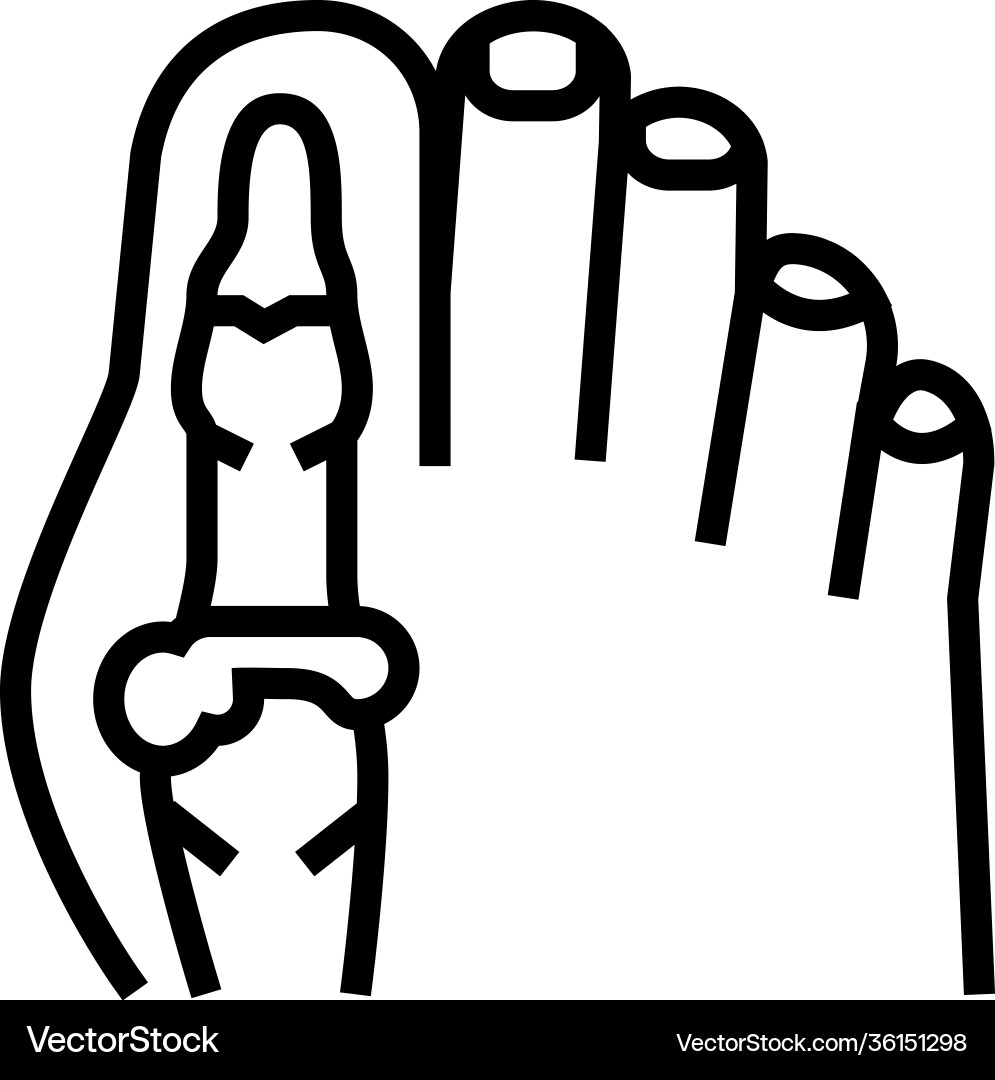 Foot big toe bone gout line icon Royalty Free Vector Image
