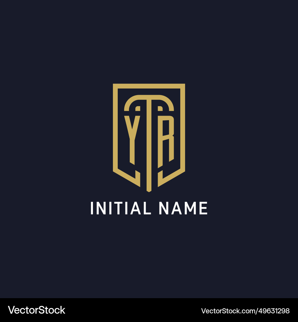 Initial yr shield logo luxury style creative Vector Image